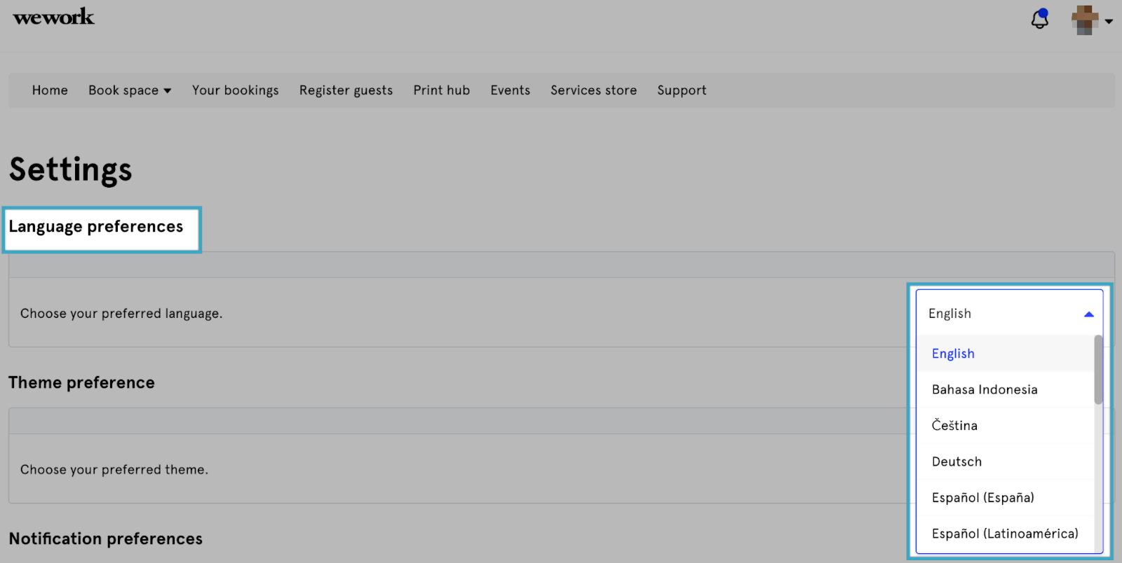 How can I change the language on the member-web?