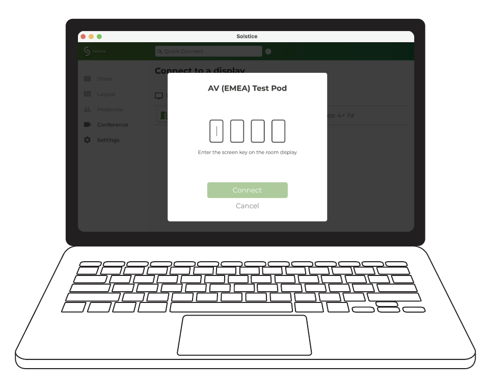 Using Solstice Conference to link video call to the equipment in a ...