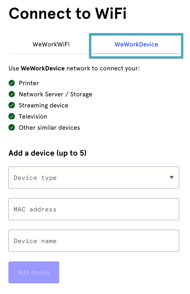 Connecting your Chromecast to the WeWorkDevice Wi-Fi network