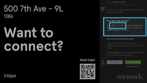Connecting your laptop to a meeting room TV via the Solstice app