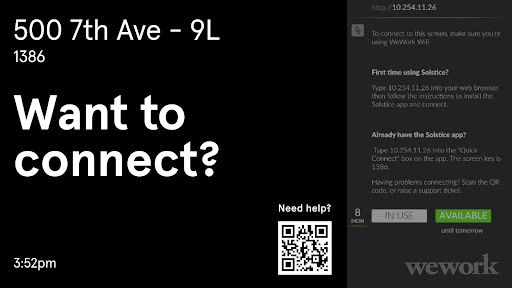 How do I connect to a meeting room TV?