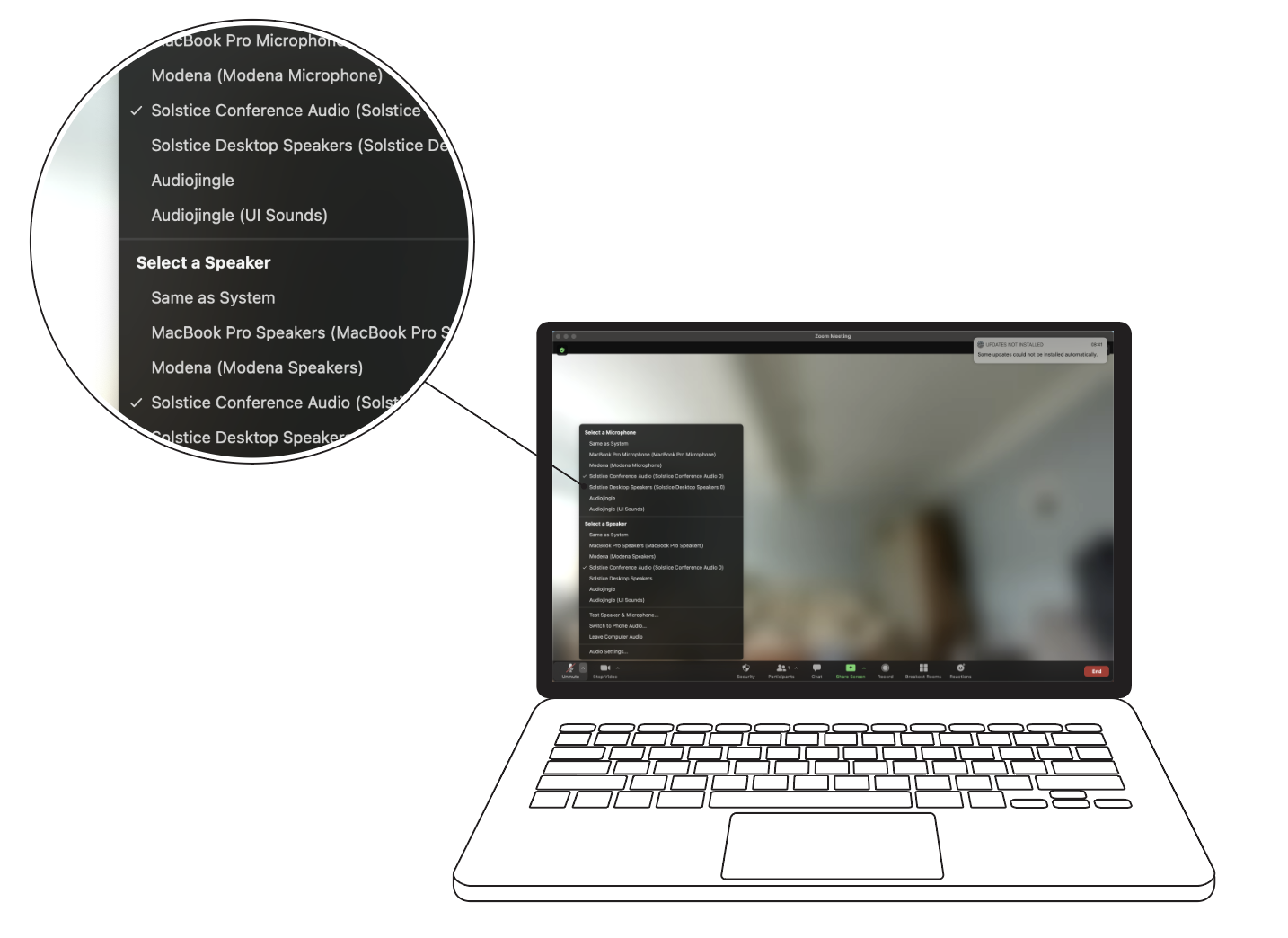 Using Solstice Conference to link video call to the equipment in a ...